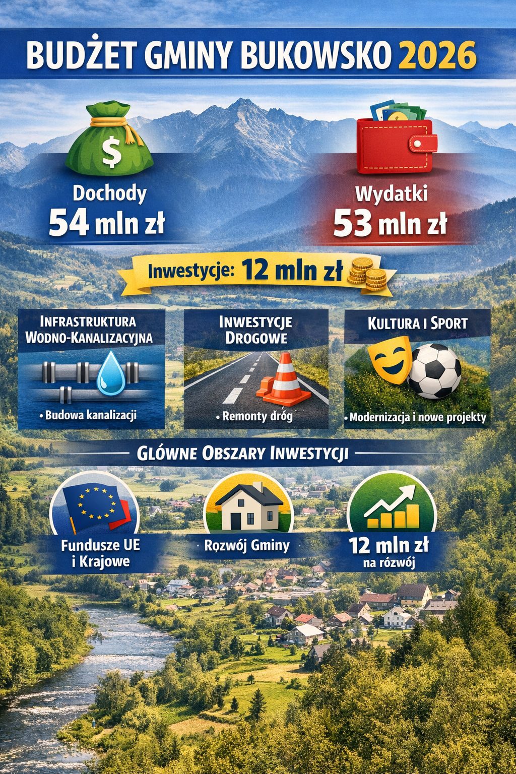 Budżet Gminy Bukowsko na 2026 rok przyjęty. Ponad 54 mln zł dochodów i ...